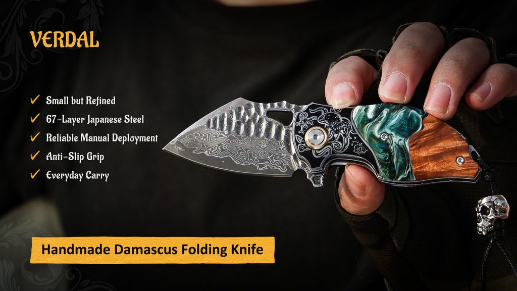 Verdal: The Pocket-Sized Handmade Damascus EDC Folding Knife – BackerPlus